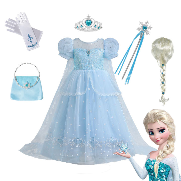 Newest Frozen 2 Costume for Girls Princess Dress Blue Ball Gown ...