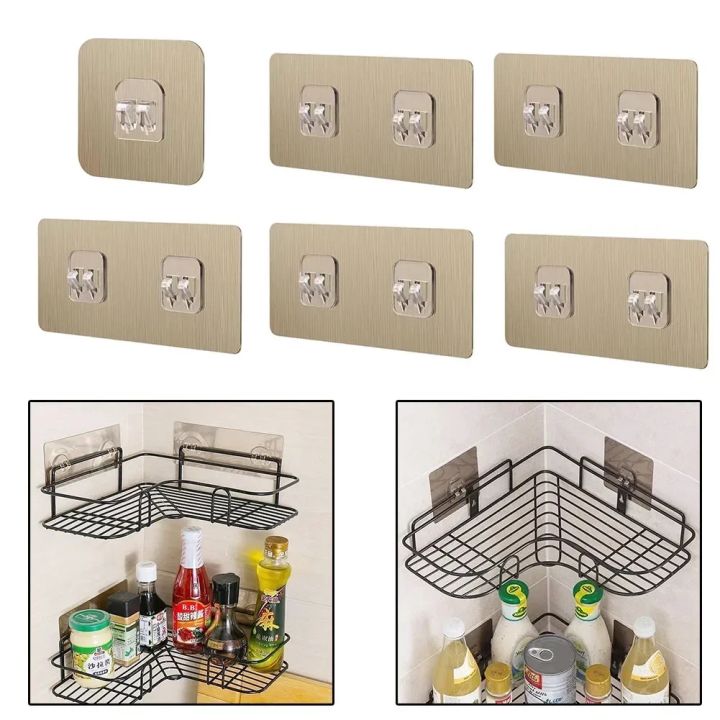 3Pcs Wall Adhesive Hooks Double-Row Hanging Holder Shelf Rack Hook ...