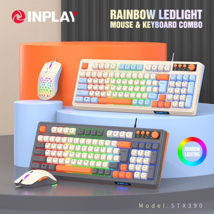 Inplay STX390 Colorful Keyboard and Mouse Set Wired Gaming Keyboard ...