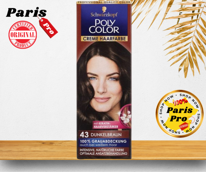 ครีมทำสีผม Schwarzkopf Poly color Creme Haarfarbe 43 Dark brown ชวาร์ส ...