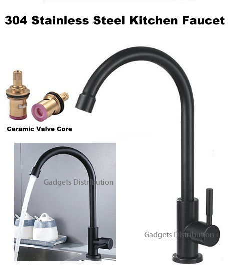 U Shape Design Black 304 Stainless Steel Kitchen Basin Single Faucet ...