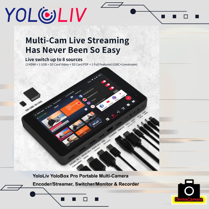 YoloLiv YoloBox Pro Portable Multi-Camera Encoder/Streamer, Switcher/Monitor & Recorder | Lazada