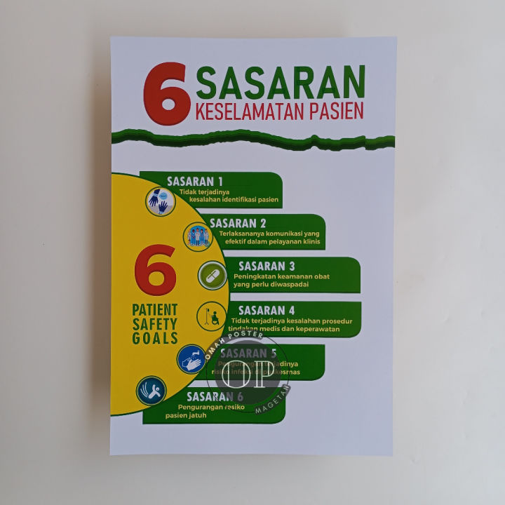 Poster 6 Sasaran Keselamatan Pasien 2 - Poster 6 SKP - Poster K3 - Poster Budaya Kerja | Lazada ...