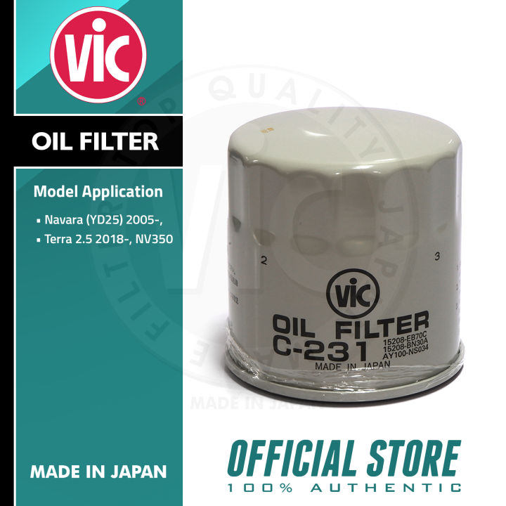 VIC Oil Filter C-231 for Nissan Navara (YD25) 2005-, Terra 2.5 2018 ...