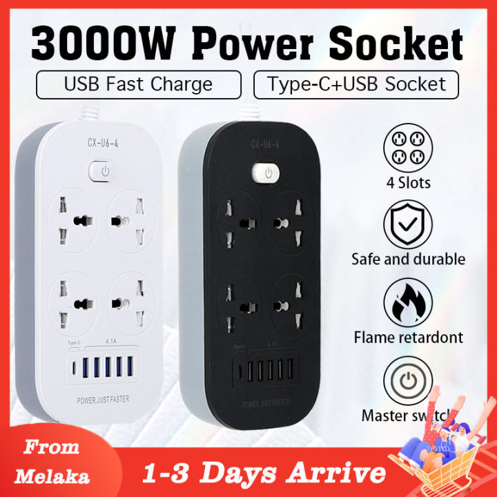Universal Power Socket Extension With 5 USB Ports Power Strip Power ...