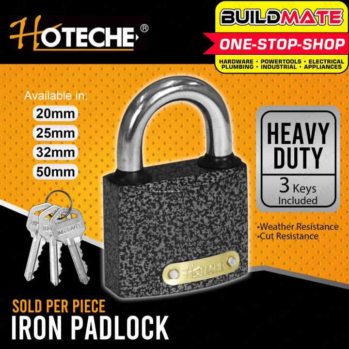 Hoteche Iron Padlock Pad Lock with 3 Keys Heavy Duty 20mm 25mm 32mm ...