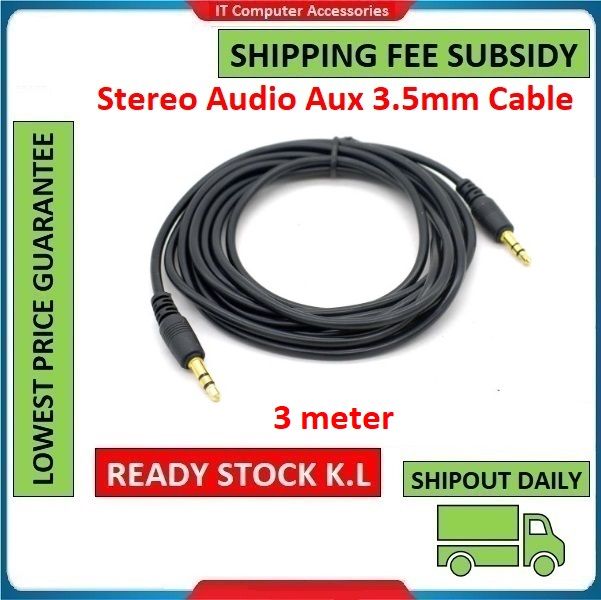 3M High Quality Gold-Plated Stereo Audio Aux Cable 3.5mm Male to Male ...