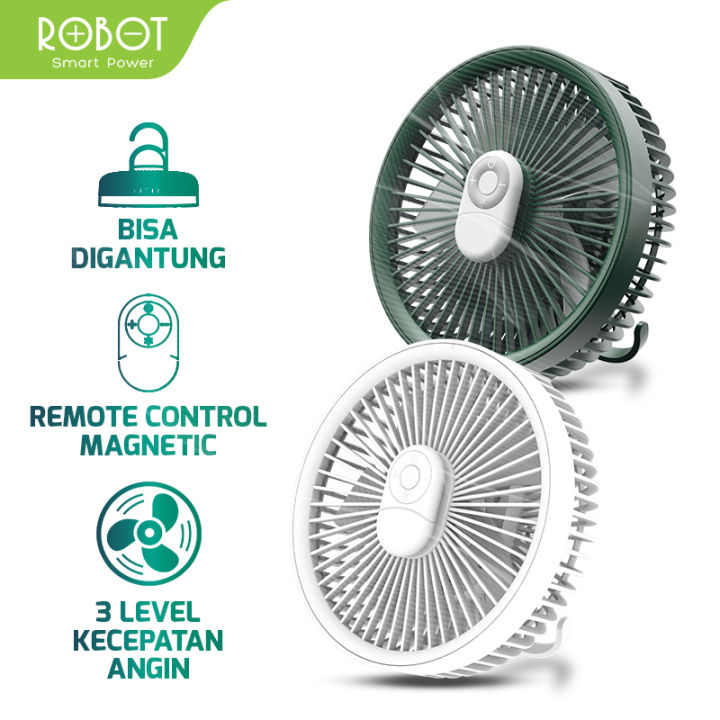 ROBOT USB Portable Mini Fan RT-BF16 4000 mAH Kipas Angin LED Remote ...