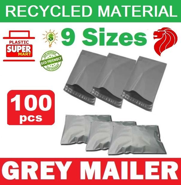 【100pcs/Pack】Grey Poly Mailer【Recycled Material】Plastic Recyclable Eco ...