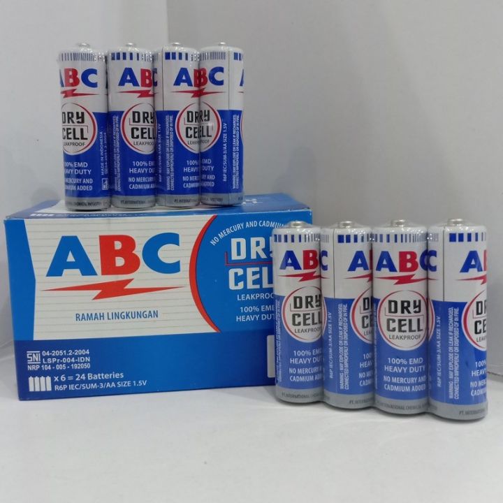 1 BOX BATERAI ABC BIRU TANGGUNG R 6 R6 ISI 6 PAK X 4 PCS FREE BUBLE ...