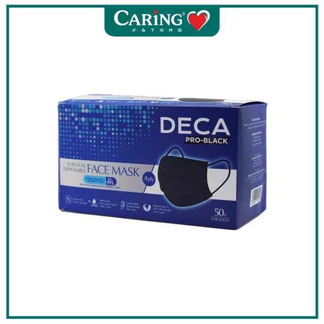 DECA PRO BLACK 4PLY SURGICAL DISPOSABLE ADULT FACE 50S | Lazada