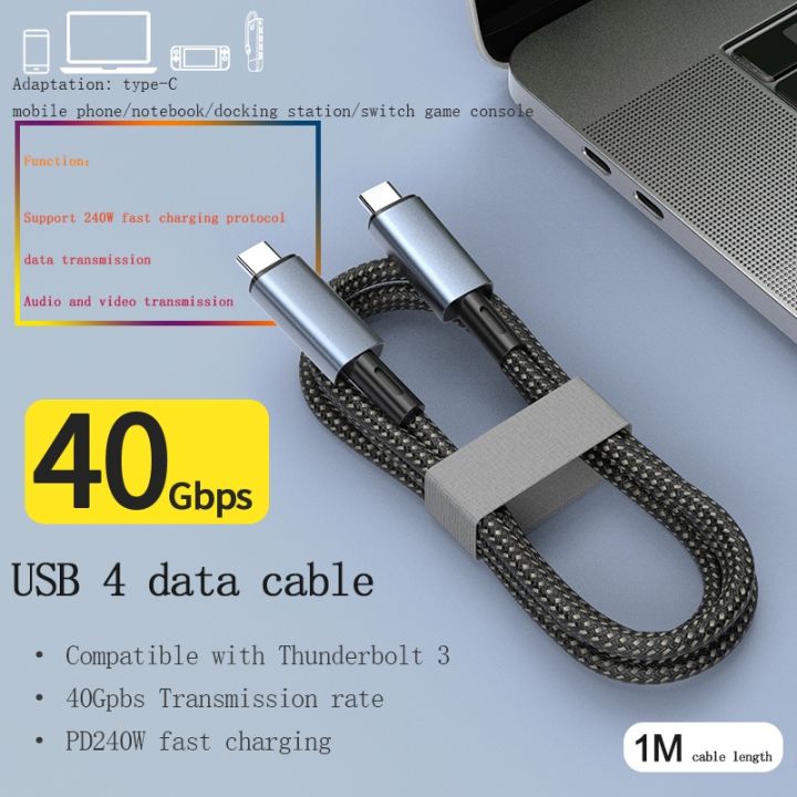 Type C Cable To Type C 40Gbps Data Transfer 8K 60HZ Display Nylon ...