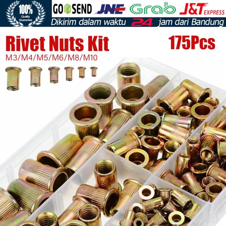 Rivet Nut Mur Tanam Rivnut Bibir Tebal Flat Nutsert Carbon Steel 1 Box ...