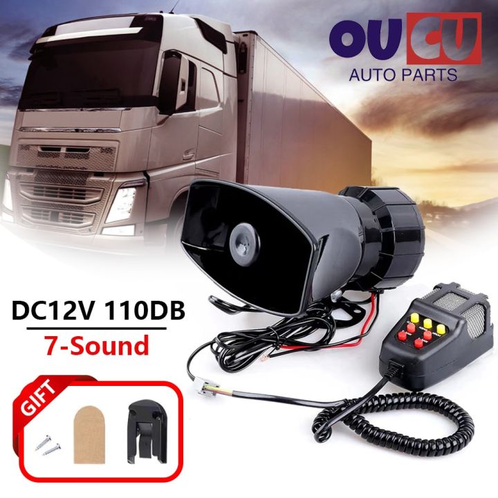 7 Sound Car Horn Loud Multipurpose Speaker Police Siren Megaphone Alarm ...