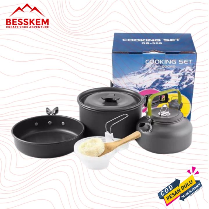 Cooking Set Nesting Gunung Outdoor Alat Masak Camping DS 308 Teko ...
