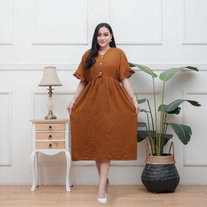 Daster Hana Crinkle airflow kekinian Dress polos Busui kancing depan ...