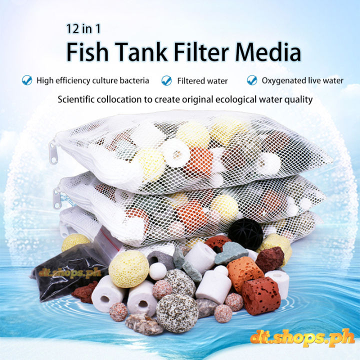 12 in 1 aquarium filter media 500g ceramic ring fish tank filter ...