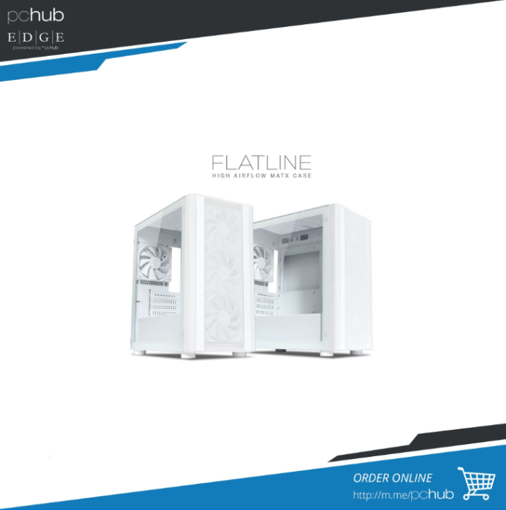 PChub | Tecware Flatline TG, white, mATX, 4x120mm, pn: TWCA-FTLN-WH | Lazada PH