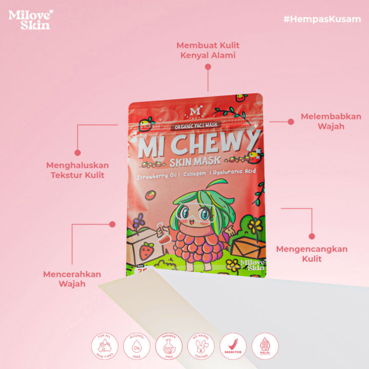 Milove Skin - Mi Chewy (Masker Wajah Organik Solusi Kulit Kering, Kulit Kusam, Dsb) | Lazada ...