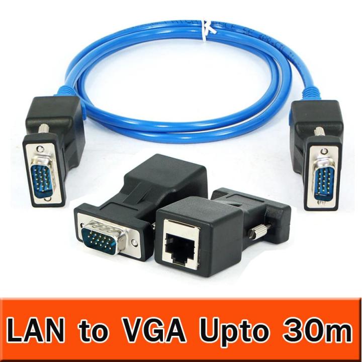 อแดปเตอร์ แปลงสายแลน เป็นสาย VGA 1 คู่ lan to vga , RJ45 To VGA ( 1 Pair 15Pin VGA Extender Male ...