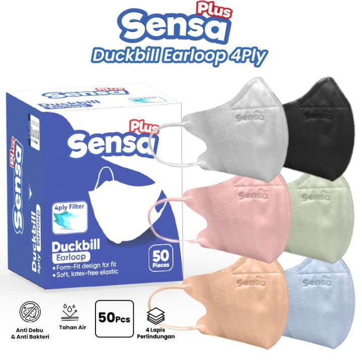 MASKER DUCKBILL SENSA PLUS 4 PLY 1BOX 50 PCS | Lazada Indonesia