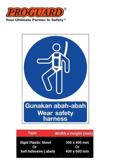 Wear Safety Harness Mandatory Construction Site Safety Sign Indoor ...