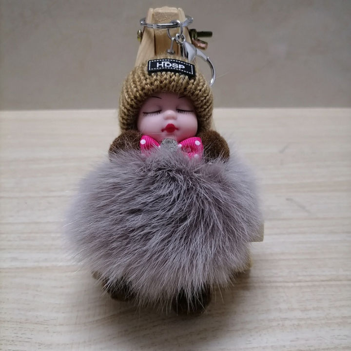 💕 Store opening 💕 Sleeping Baby Keychain Cute Soft Fluffy Plush Doll ...