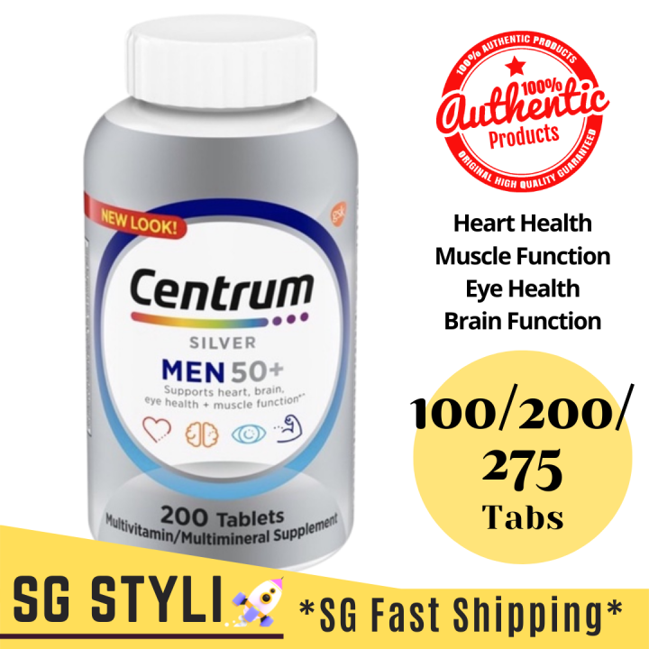Centrum Silver Men 50+ Multivitamins 200 / 275 Tabs (For Muscles, Bones ...