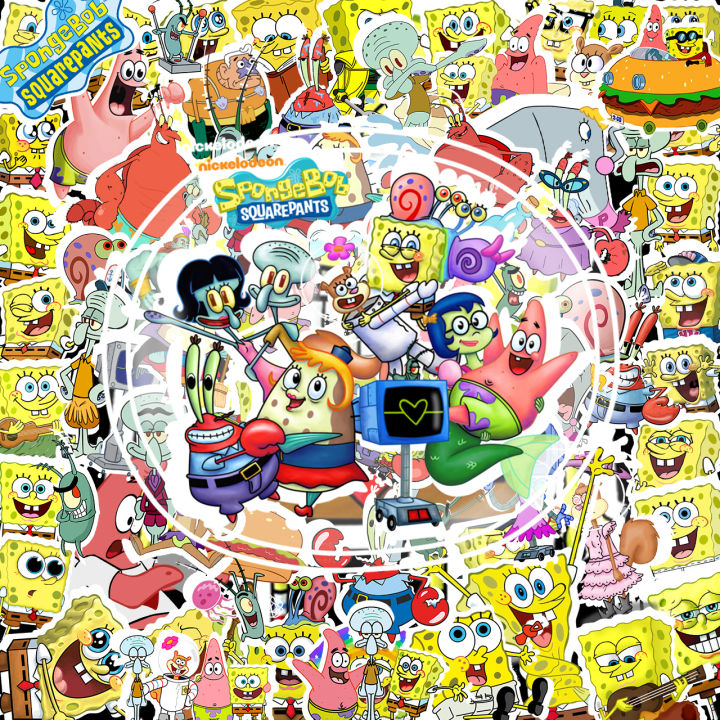 Stiker Kartun Spongebob Paper Vinyl WaterProof Premium Per 12 pcs ...