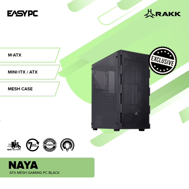 EasyPC | RAKK NAYA Matx / ATX Mesh Gaming Case Black For Desktop PC ...