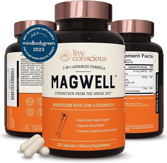 Magwell Magnesium Zinc & Vitamin D3 - Magnesium Glycinate, Malate ...