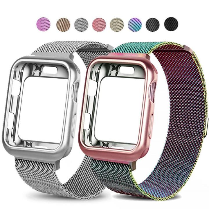 Milanese Loop Band with Case Cover for Apple Watch 1 2 3 42mm 38mm ...