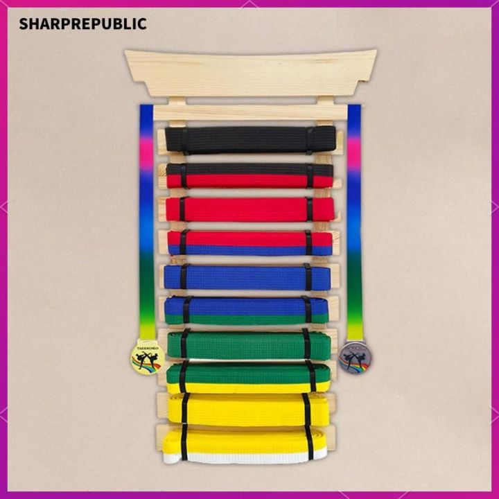 [Sharprepublic] Wood Karate, Belt Display Rack, Taekwondo, Belt Display ...