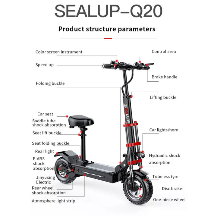 Warranty 1 Year SEALUP Q20 High Performe Electric Scooter 500W/1000W ...