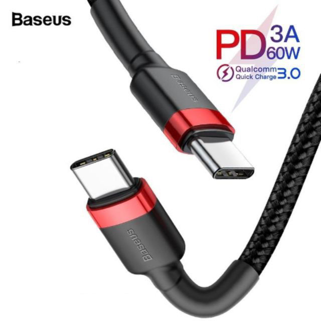 Baseus PD2.0 60W สายชาร์จเร็ว PD Type-C To Type-C 1เมตร QC3.0 3A (เป็น ...