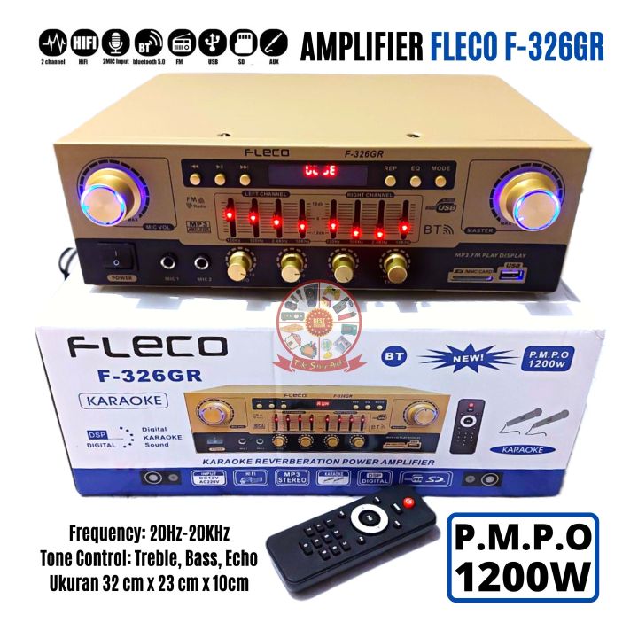 Amplifier Power 1200 Watt Full Bass Fleco F-326GR Audio Penguat Suara ...