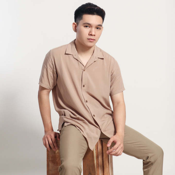 EL FELIPE Premium Men Soft Buttondown Plain Polo in Mocha | Lazada PH