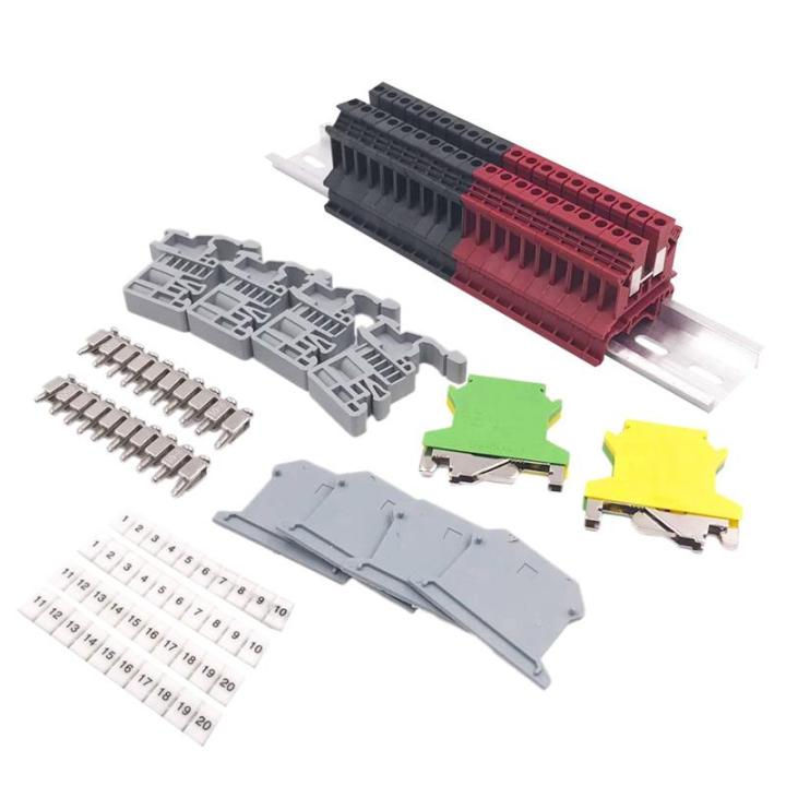 DIN Rail Terminal Blocks Kit Terminal+Ground Blocks+Aluminum Rail+End ...