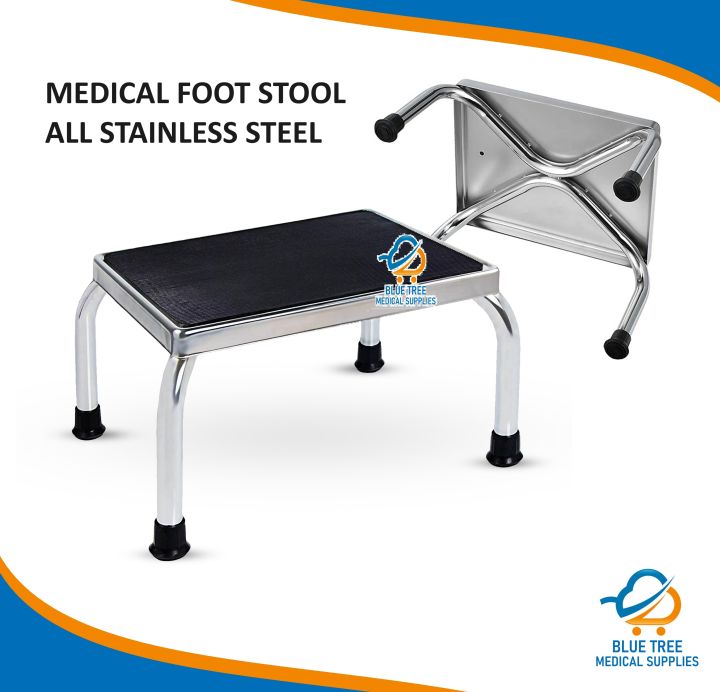 Foot Stool All Stainless Steel for Hospital Bed One Step Medical Foot ...