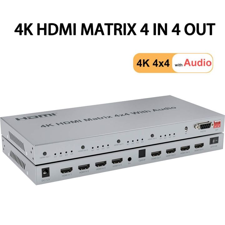 4K HDMI Matrix 4x4 4 In 4 Out 1080p 60hz True Matrix Switch Splitter ...