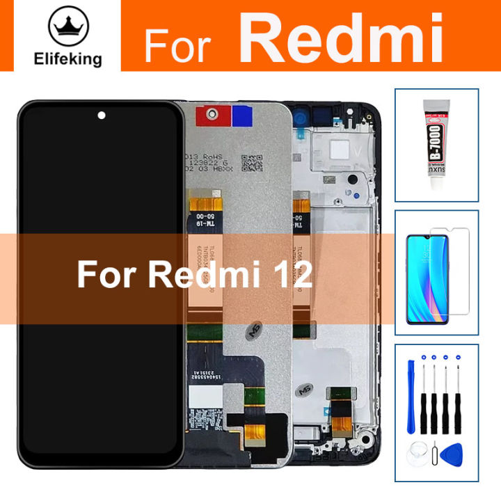 อะไหล่ชิ้นส่วนจอสัมผัสแอลซีดีของเครื่องแปลงดิจิทัล Redmi 12 23053RN0 2A ...