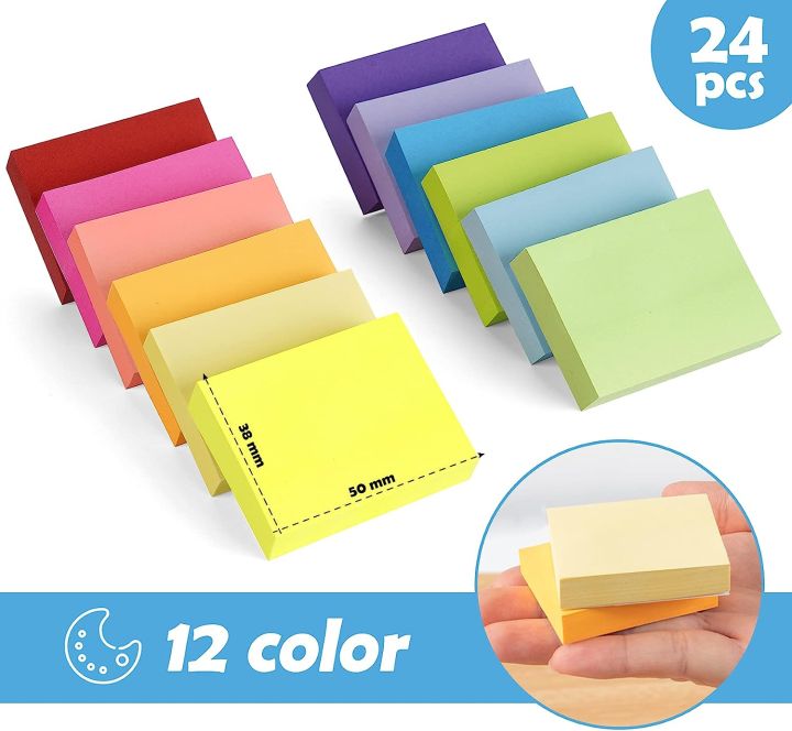 Agoer 2400 pcs Sticky Notes - 2 x 1.5" Colored Notes Pads, 24 Pack ...