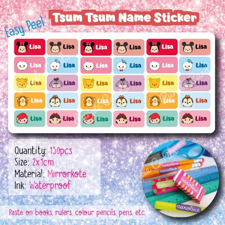 Sticker Nama 1x2cm 200pcs / Sticker Name Label / Cartoon Kids Sticker ...