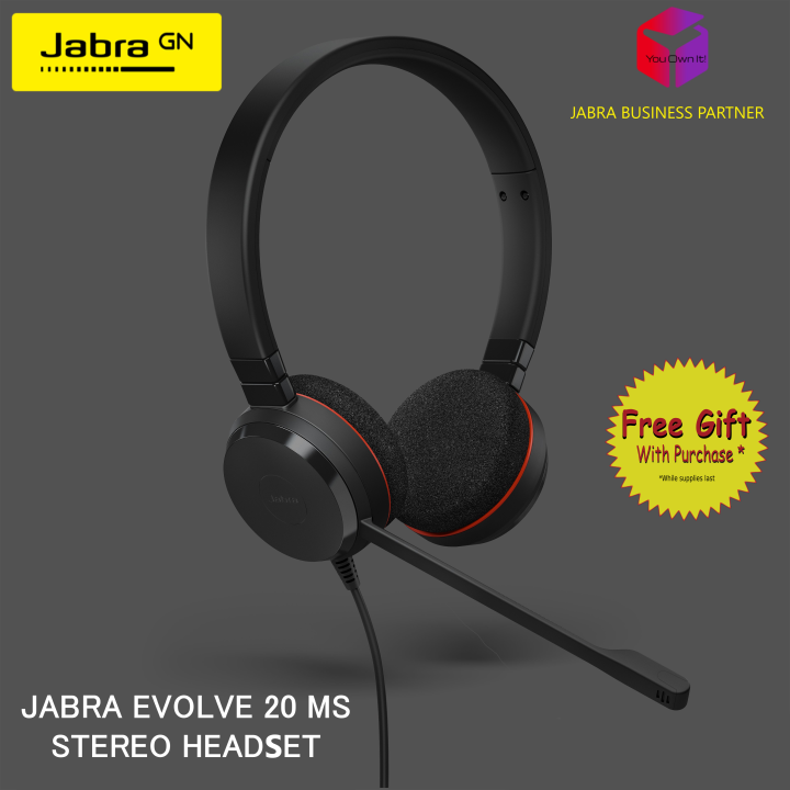 JABRA EVOLVE 20 MS NOISE CANCELLING USB-A STEREO HEADSET | Lazada PH
