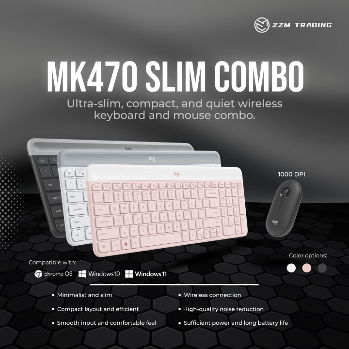 Logitech Mk470 Slim Combo Ultra Slim Compact And Quiet Wireless Keyboard And Mouse Combo Zzm