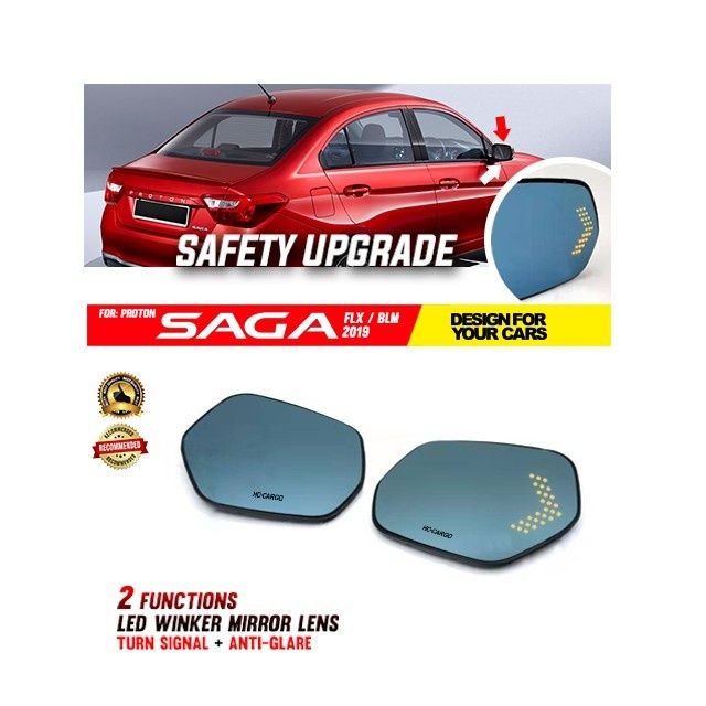 LED Winker Mirror Lens Blue Mirror with LED Signal Lamp For Proton Saga ...