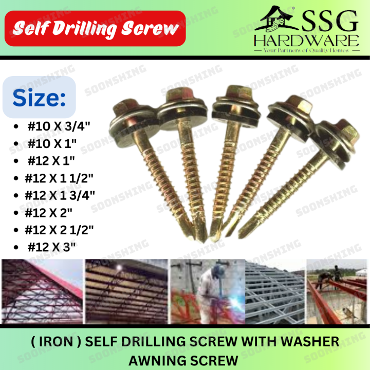 Hex Self Drilling Screw For Roof Skru Bumbung Hex Awning Screw Skru ...