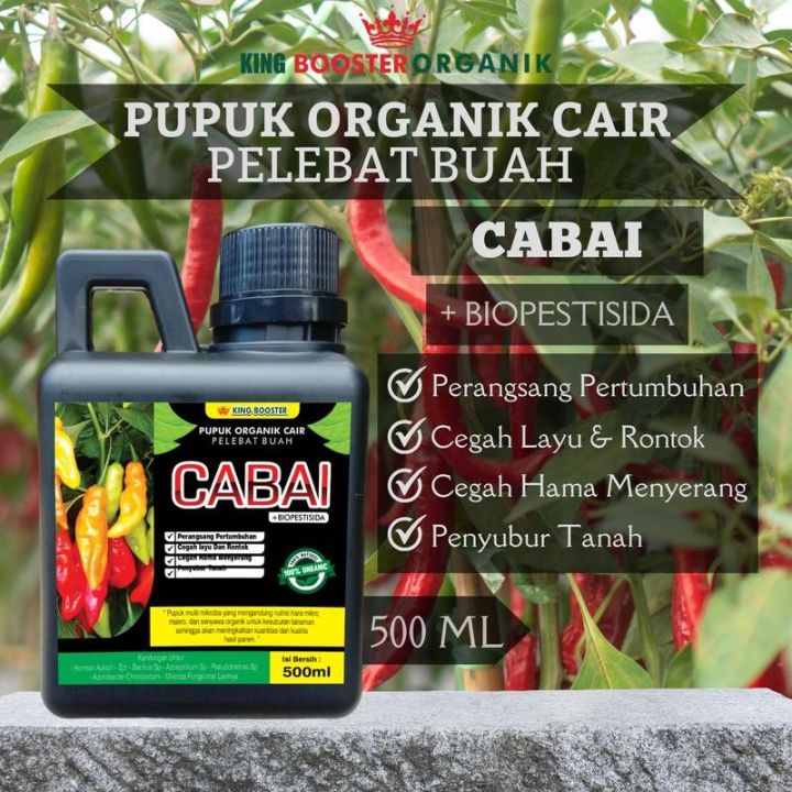 Pupuk Organik Cair Tanaman Cabai 500mL Booster Cabai, pemacu pelebat hormon organik penyubur ...