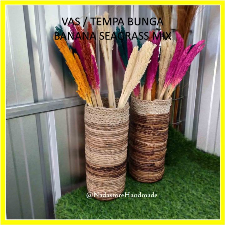 vas bunga kering anyaman pelepah pisang | Lazada Indonesia