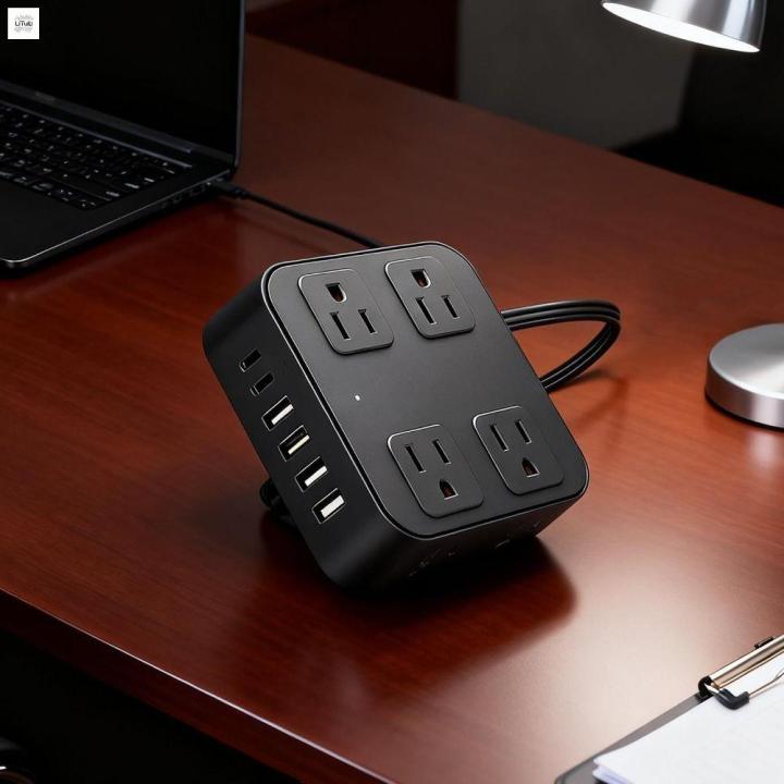 LITUILI 6 USB Ports 8 AC Outlets USB Ports Plug Strip Flat Plug ...